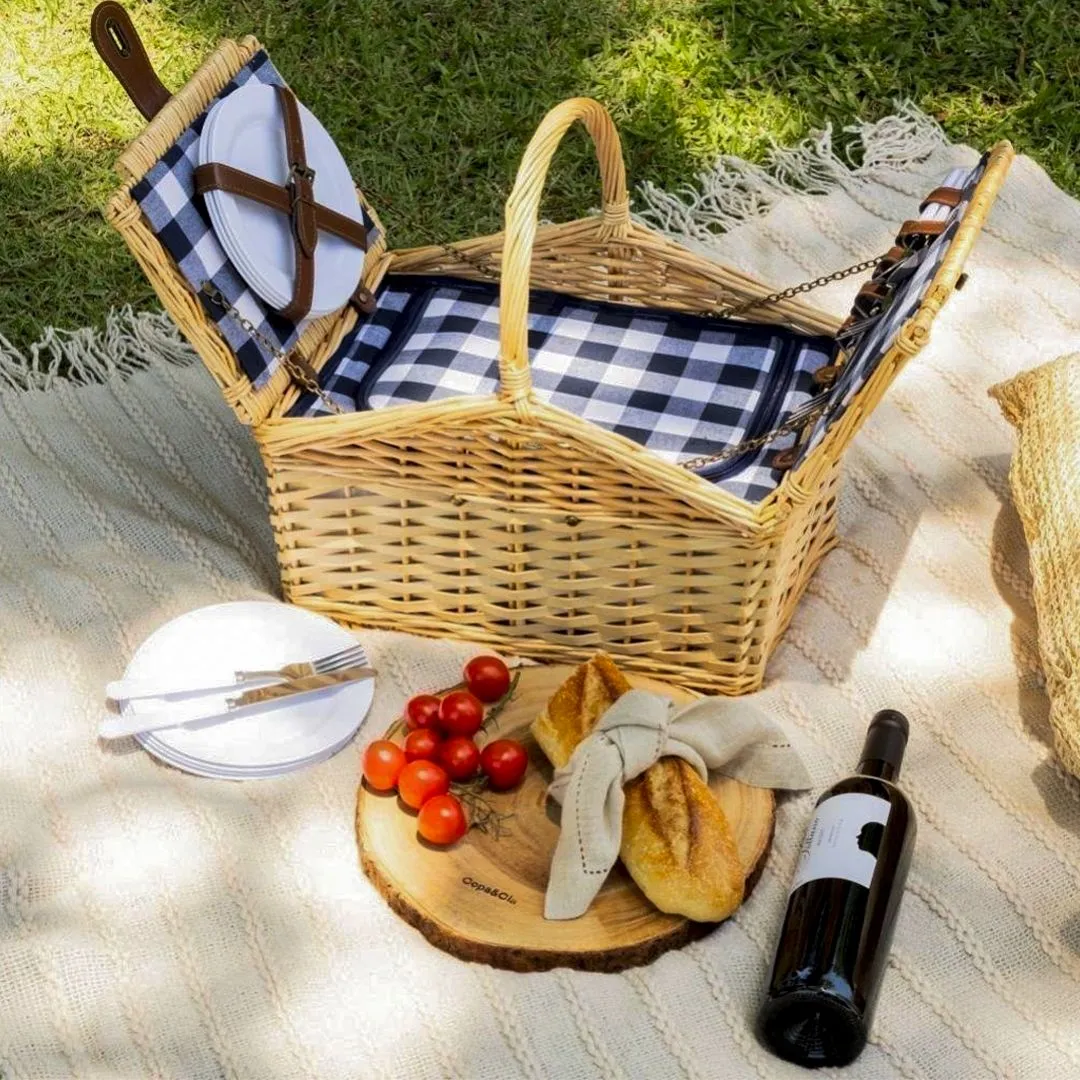 E-Vidal | CESTO DE PICNIC MADELY XADREZ MARINHO