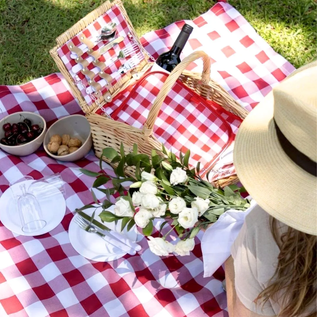 E-Vidal | CESTO DE PICNIC MADELY XADREZ VERMELHO